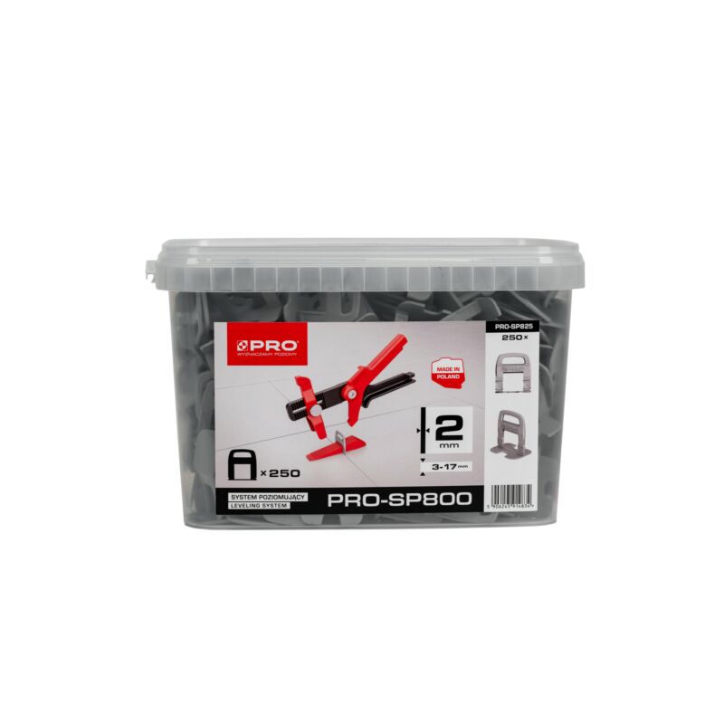 PRO-SP800 Leveling System 2 mm, 250 clips (5 l bucket) – Producent PRO